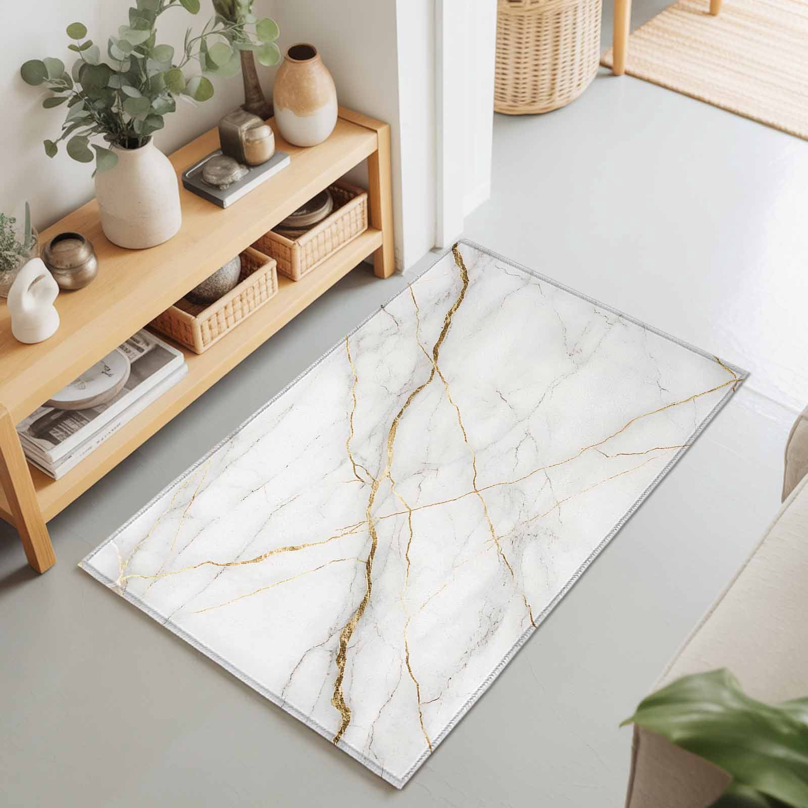2x3 Marble Abstract Art Small Area Rug for Entryway, Washable Non Slip ...