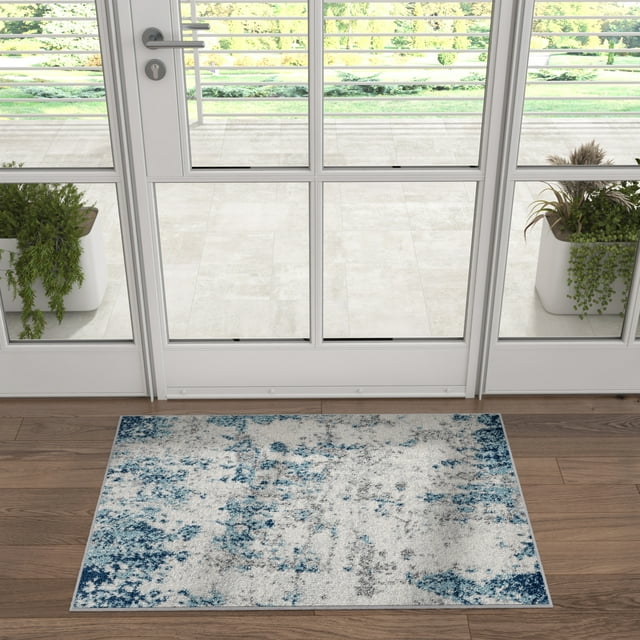 2x3 Modern Blue Small Area Rug, Throw Mat for Indoor Entry | Ideal for ...