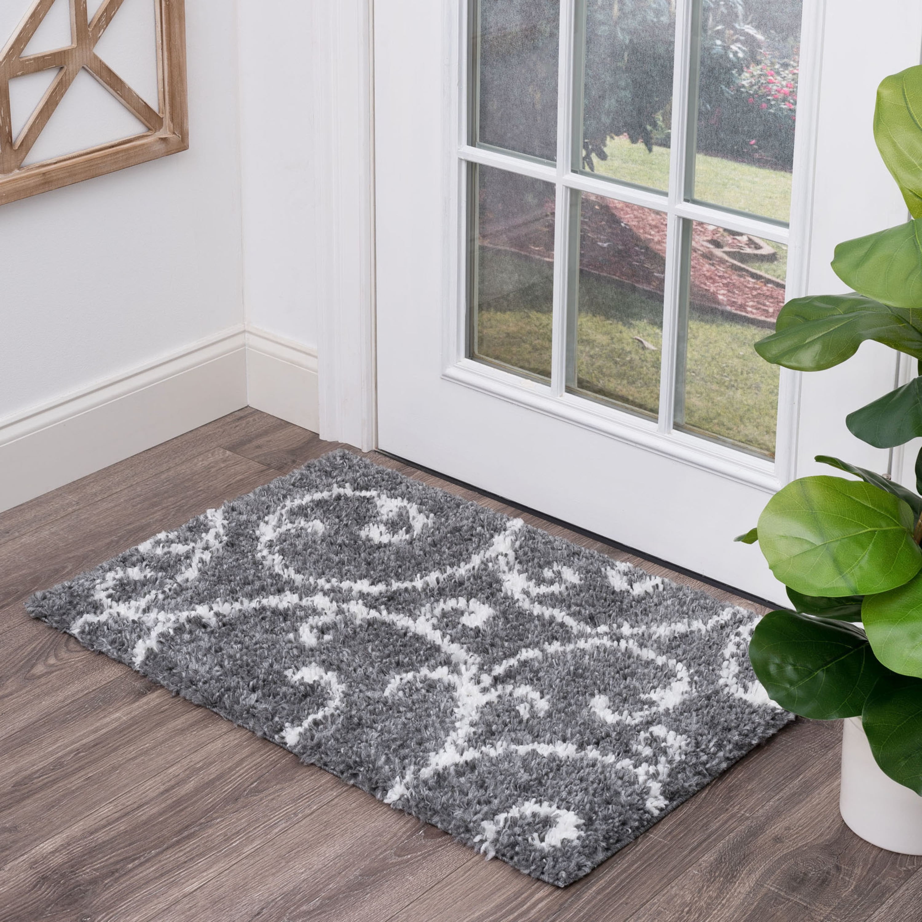 Bliss Rugs Transitional Floral 2' x 3' Gray and White Polypropylene ...