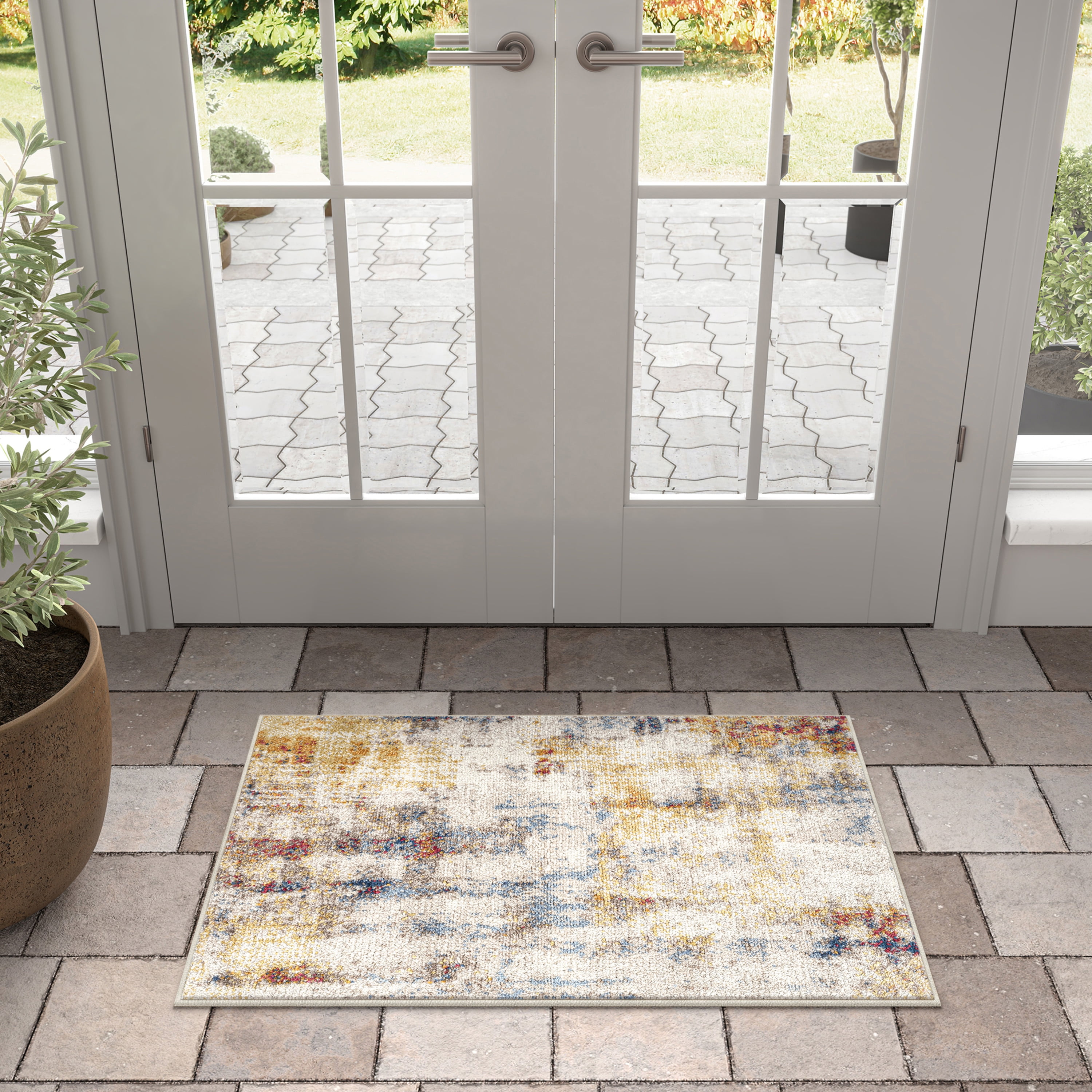 2x3 Modern Multi-Color Small Area Rug, Throw Mat for Indoor Entry ...