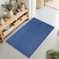 2x3 Navy Blue Linen Texture Small Area Rug for Entryway, Washable Non ...