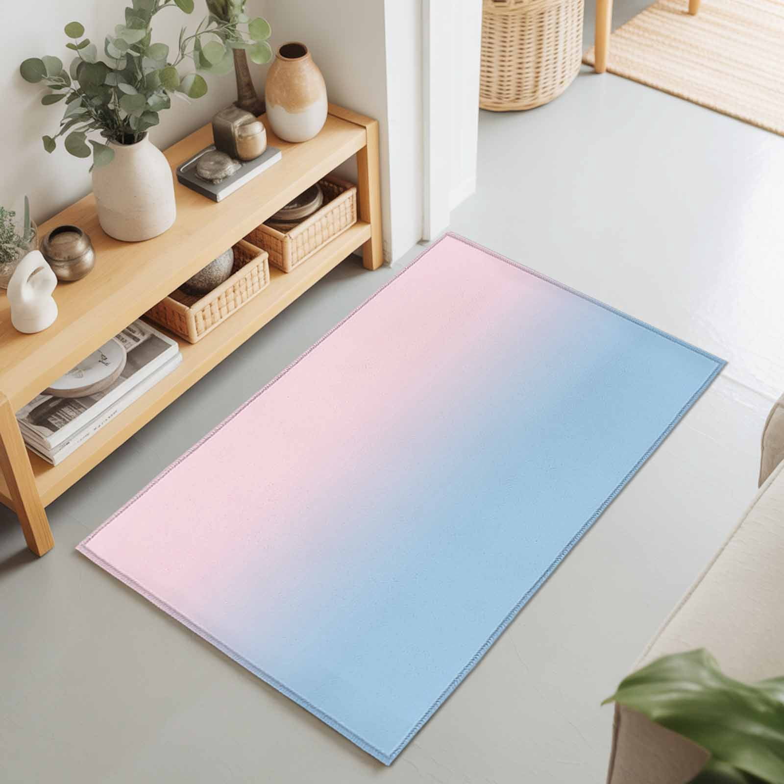 2x3 Ombre Blue Pink Small Area Rug for Entryway, Washable Non Slip Low ...
