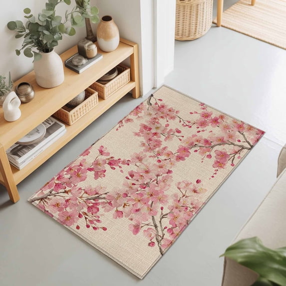 2x3 Pink Peach Blossoms Small Area Rug for Entryway, Washable Non Slip ...