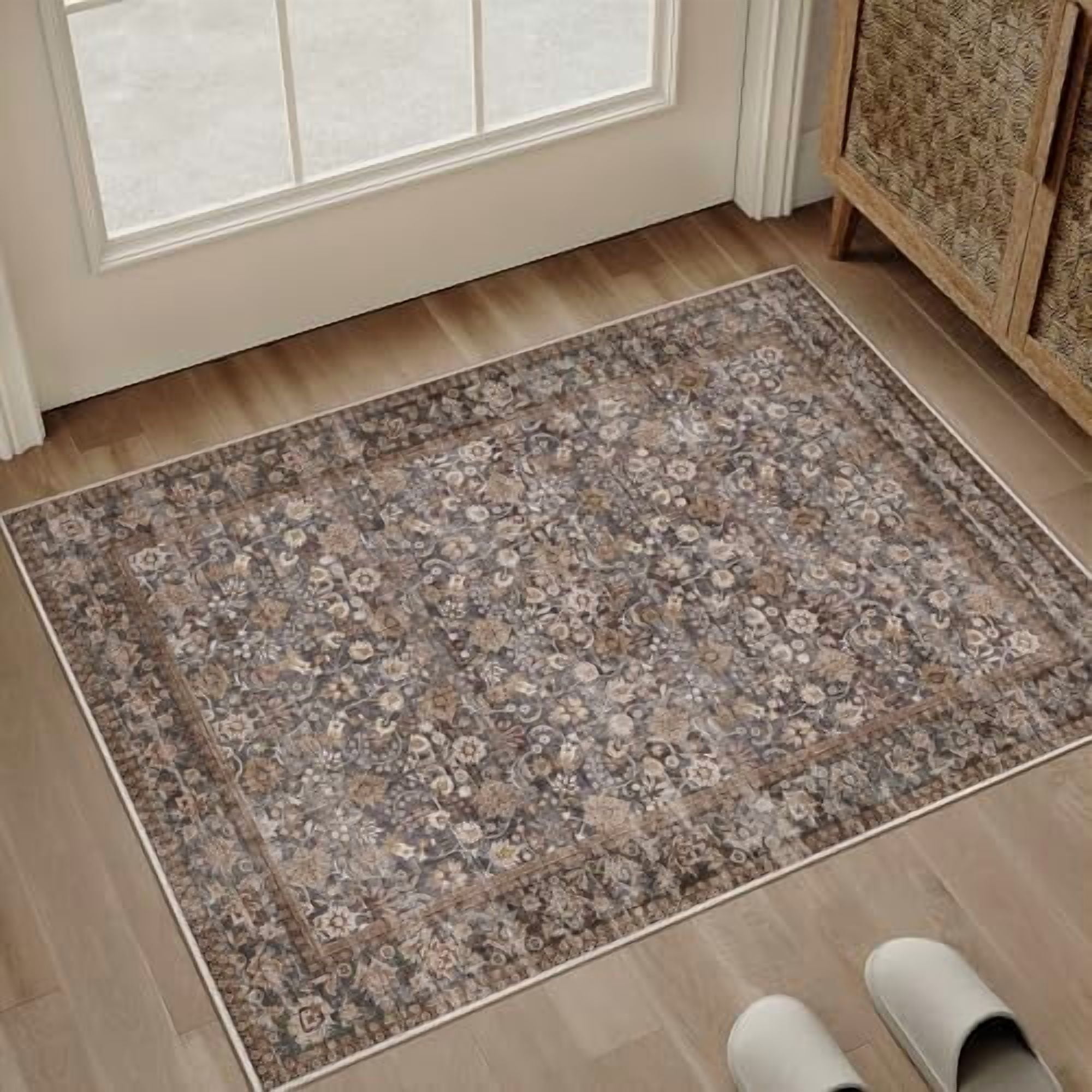 2x3 Small Rug Machine Washable Area Rug Tradition Brown Entryway Rugs ...
