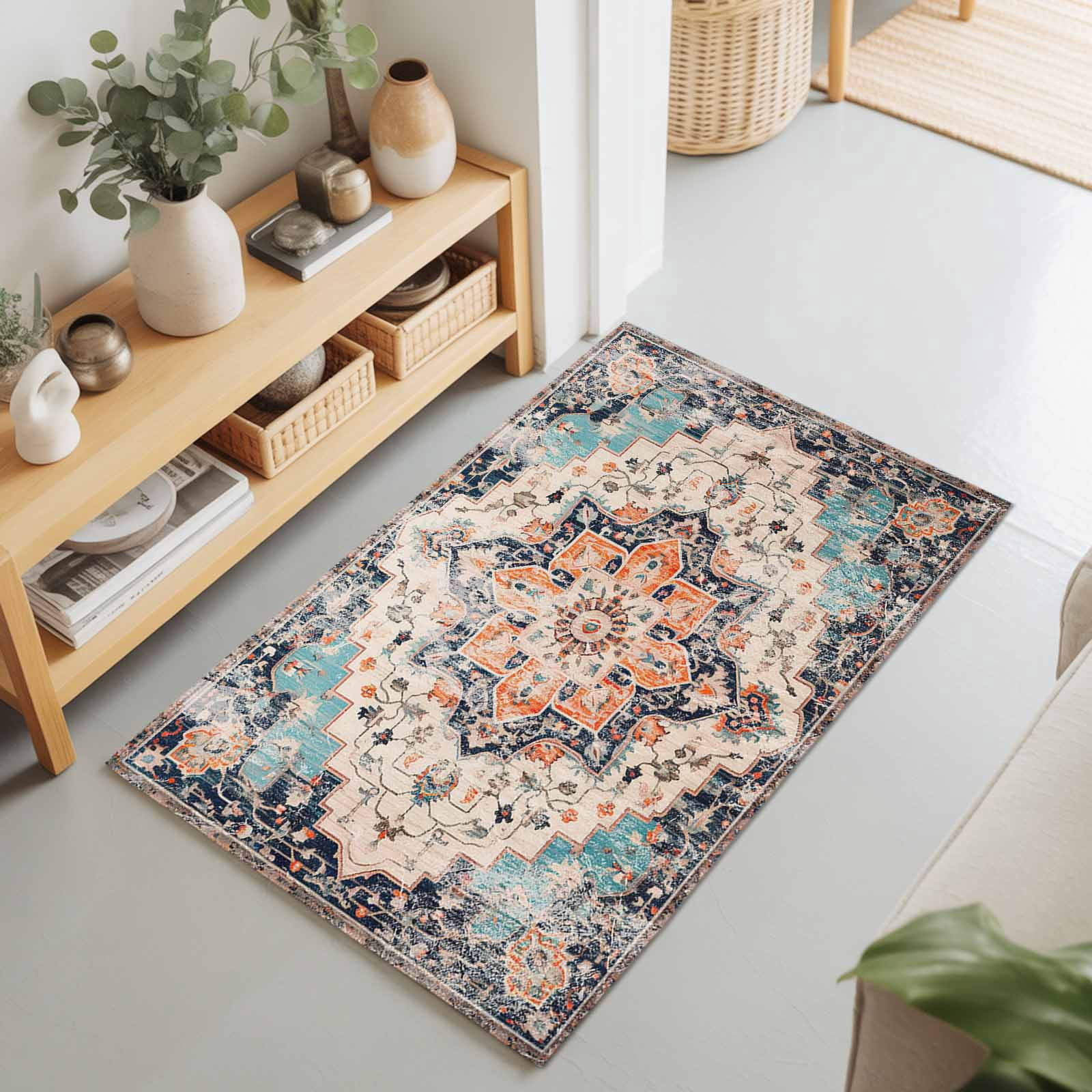 2x3 Vintage Medieval Abstract Ethnic Style Small Area Rug for Entryway ...