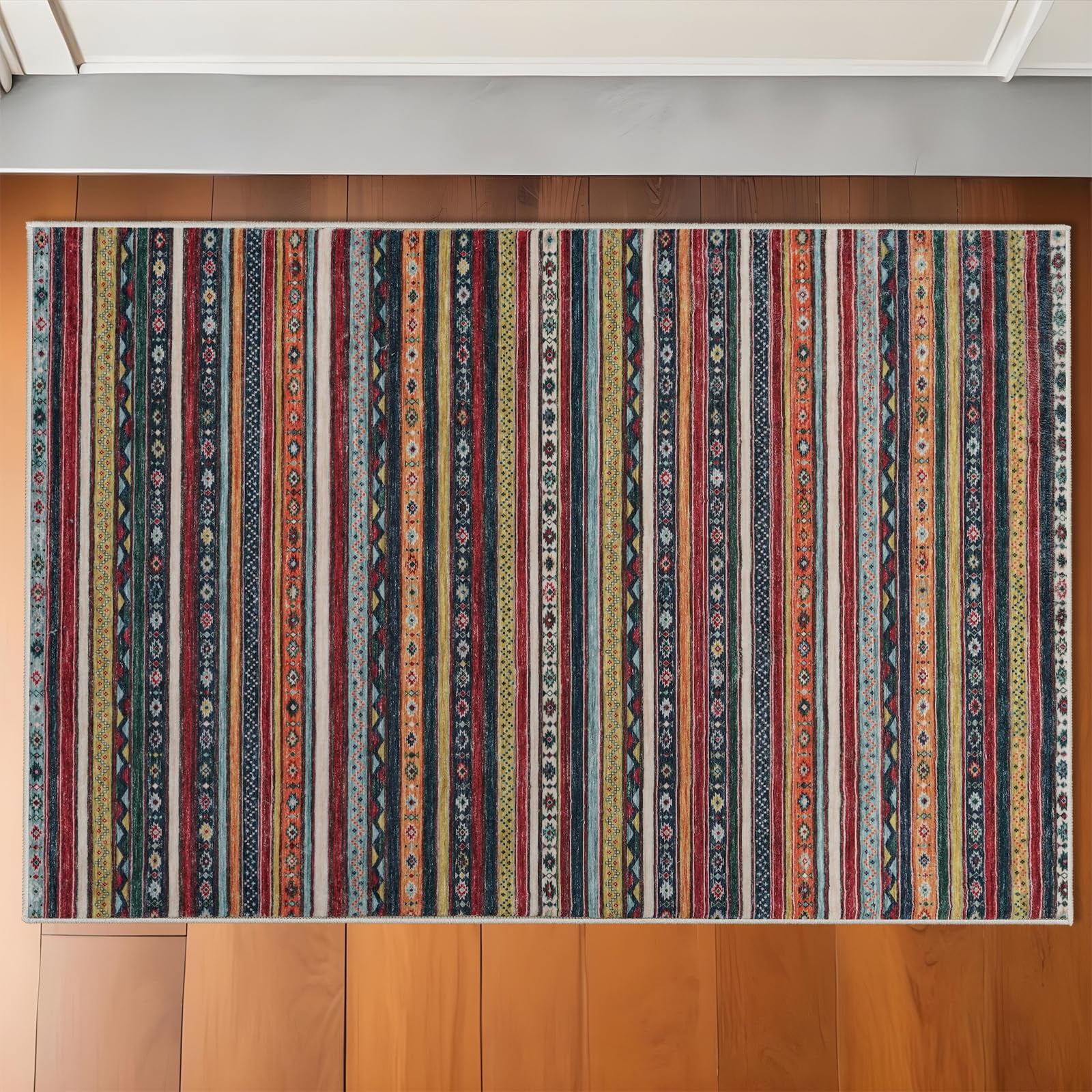 2x3 Vintage Washable Rug, Soft Low Pile Indoor Carpet for Bedroom ...