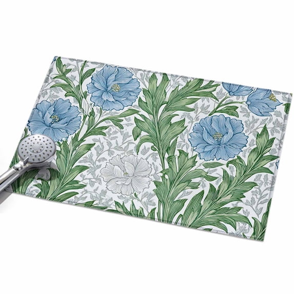 2x3 Washable Area Rugs,Country Green Leaf Blue Poppy Non-Slip Ultra ...
