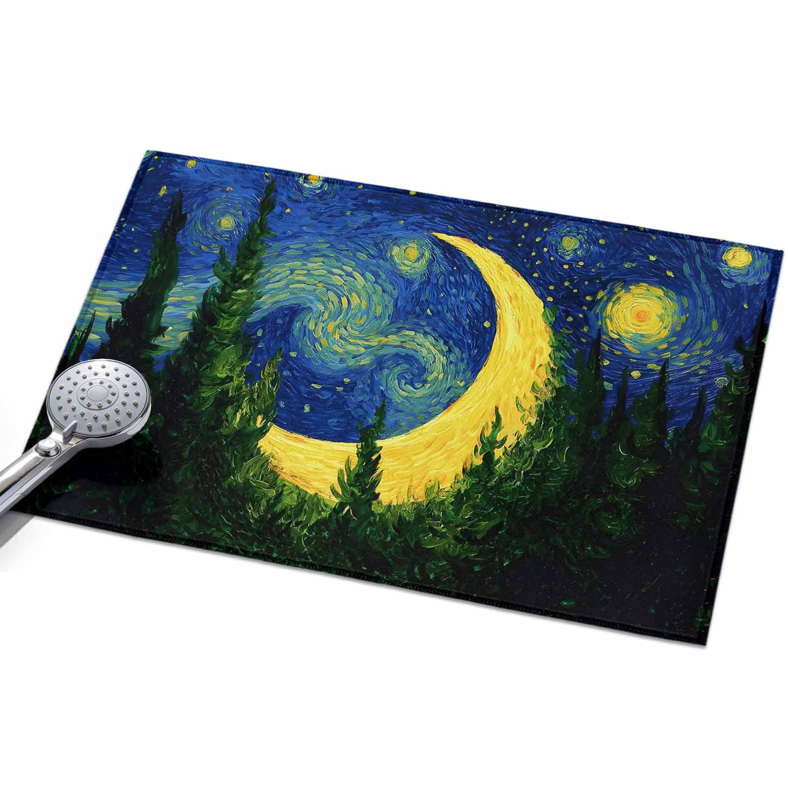 2x3 Washable Area Rugs,Giant Moon Forest Expressionist Art Non-Slip ...