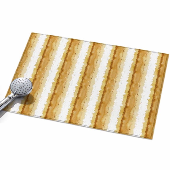2x3 Washable Area Rugs,Golden White Modern Stripes Non-Slip Ultra Soft ...