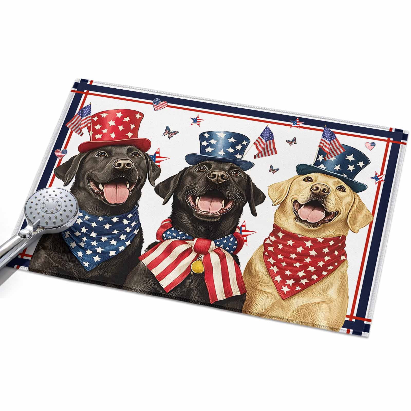 2x3 Washable Area Rugs,Independence Day Cute Dog Non-Slip Ultra Soft ...