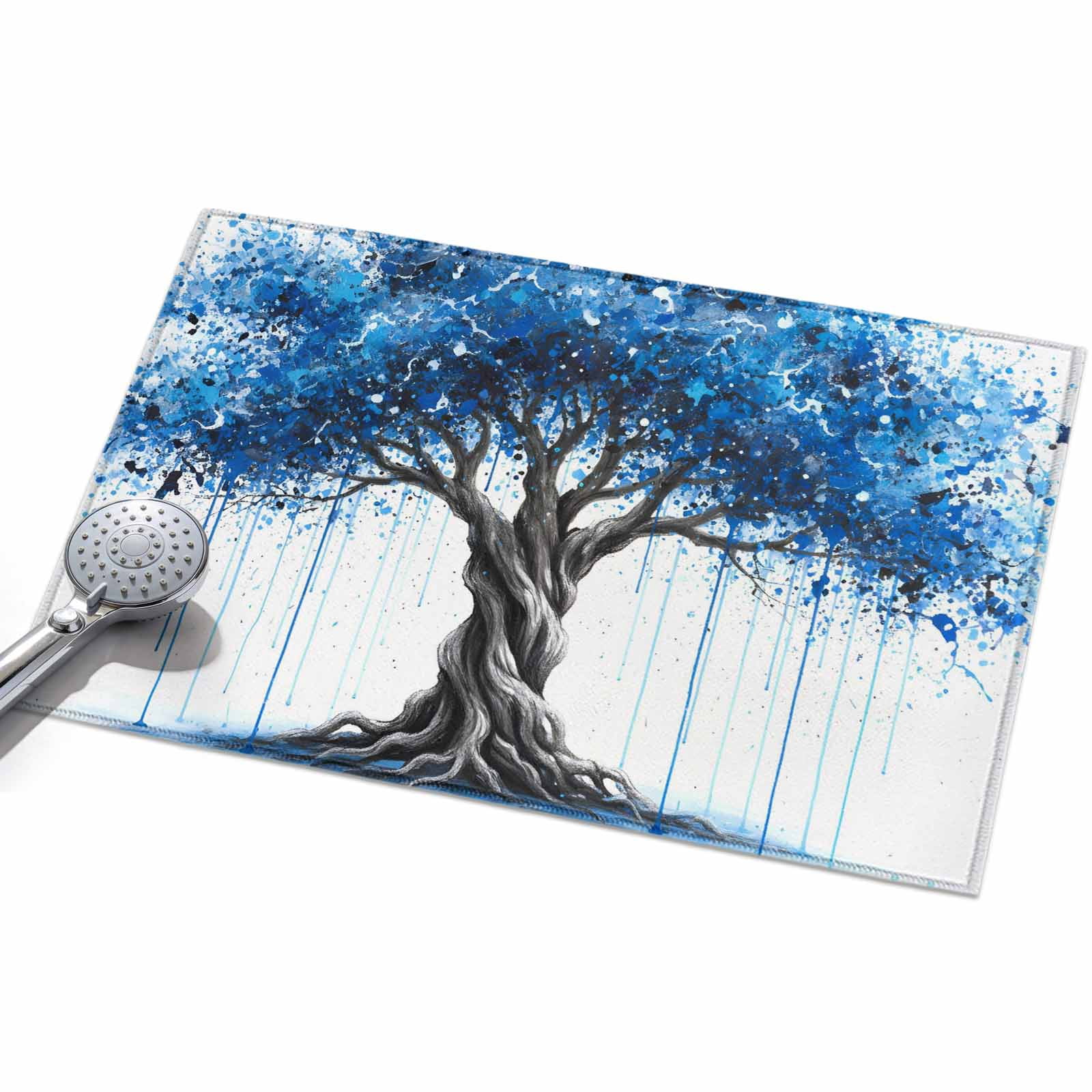 2x3 Washable Area Rugs,Natural Watercolor Blue Tree Non-Slip Ultra Soft ...