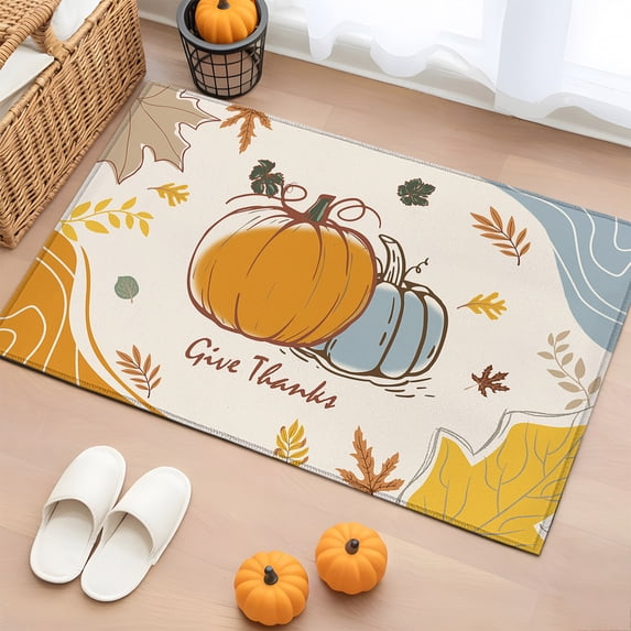 2x3 Washable Area Rugs,Pumpkin Fall Maple Leaves Thanksgiving Boho ...