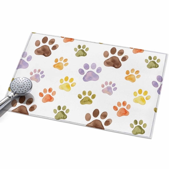 2x3 Washable Area Rugs,Purple Orange Yellow Colorful Paws Non-Slip ...
