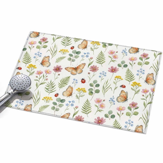 2x3 Washable Area Rugs,Spring Watercolor Flower Butterfly Non-Slip ...
