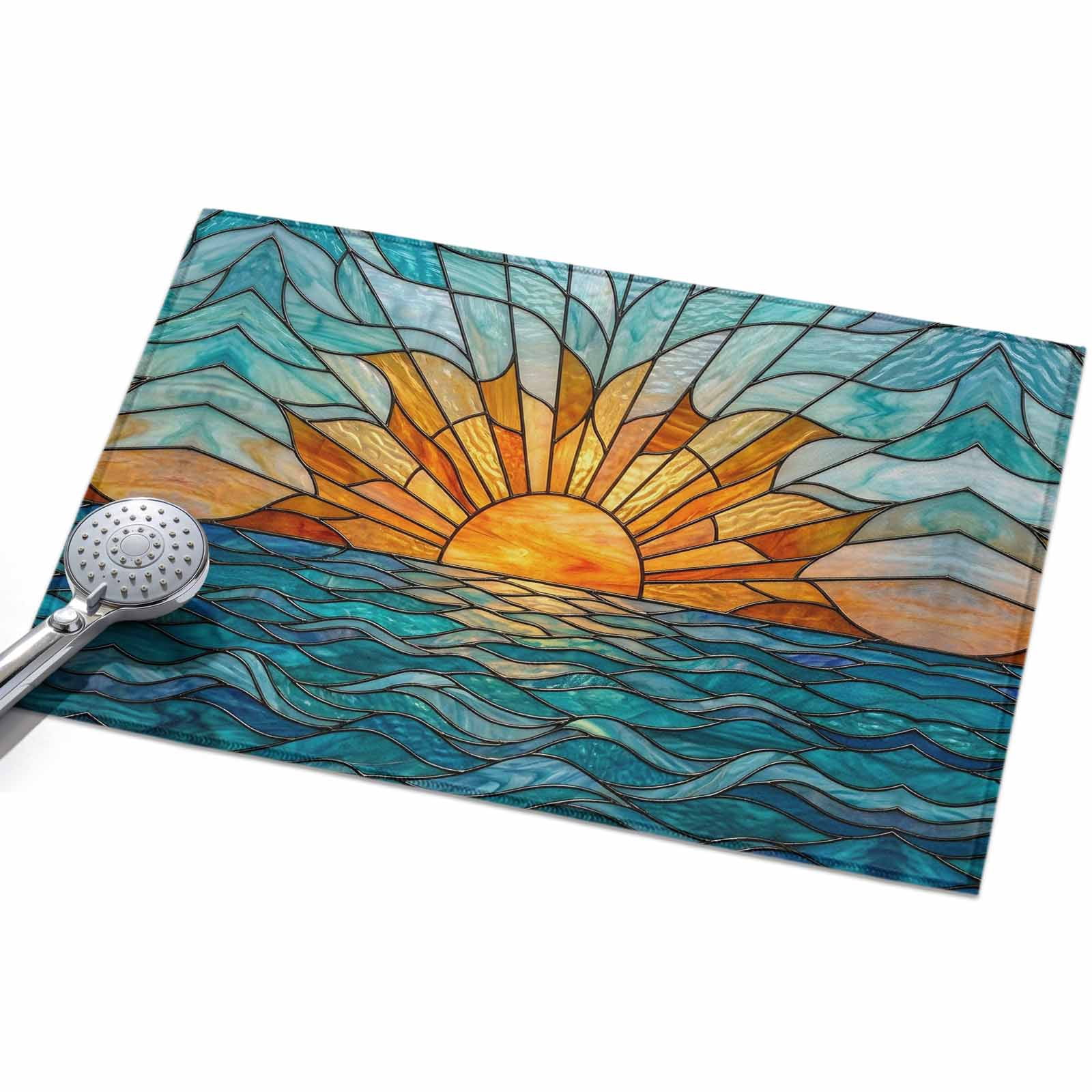 2x3 Washable Area Rugs,Stained Glass Sunset Non-Slip Ultra Soft Rug ...