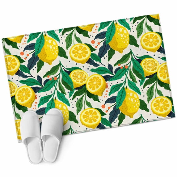 2x3 Washable Area Rugs,Summer Lemon Green Leaves Non-Slip Soft Rug ...