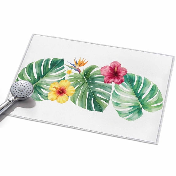2x3 Washable Area Rugs,Tropical Monstera Hibiscus Flower Non-Slip Ultra ...