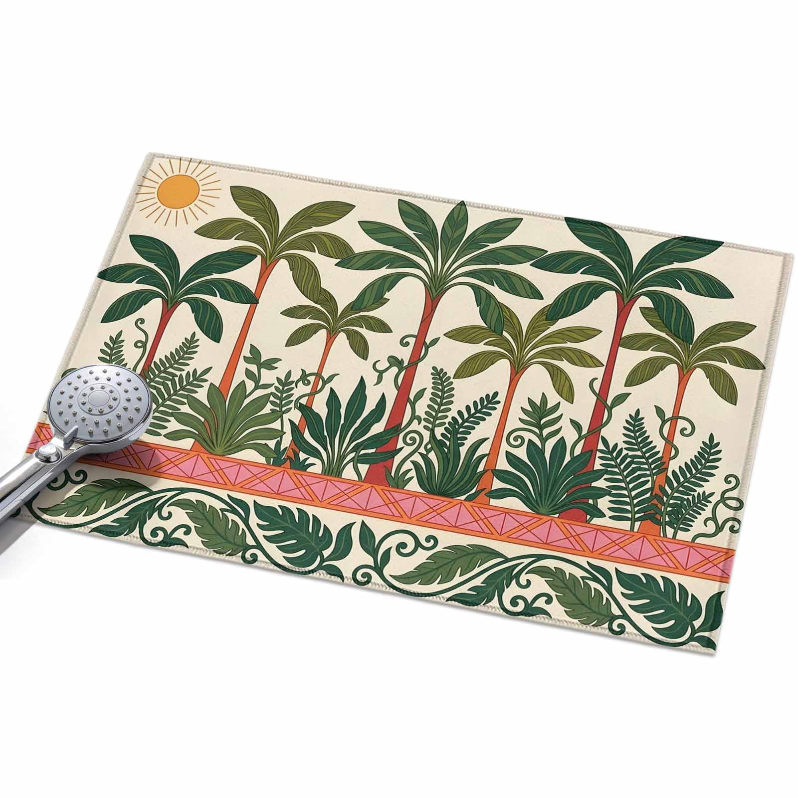 2x3 Washable Area Rugs,Vintage Summer Olive Green Palm Trees Non-Slip ...