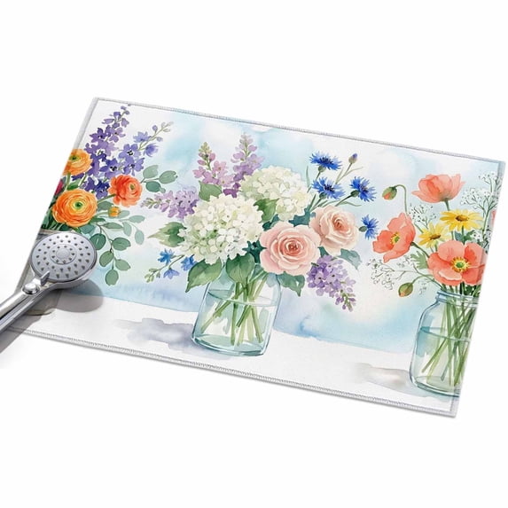 2x3 Washable Area Rugs,Watercolor Spring Flower Bouquet Non-Slip Ultra ...