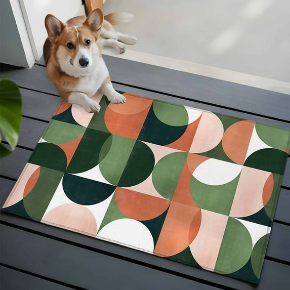 2x3 Washable Entryway Rug, Green Orange Non-Slip Area Rug for Front ...
