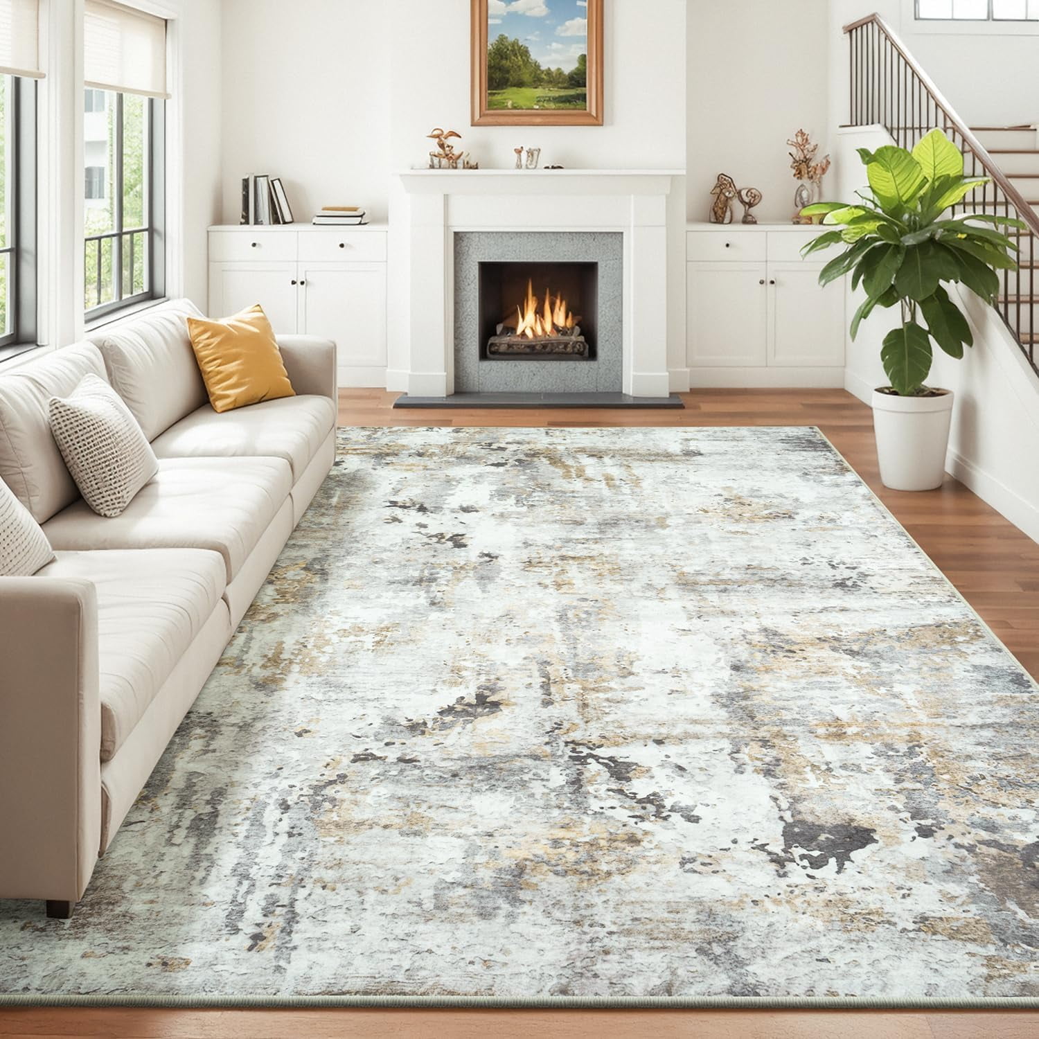 2x3 Washable Rug Floral Beige, Indoor Entrance Door Mat, Kitchen Mats ...
