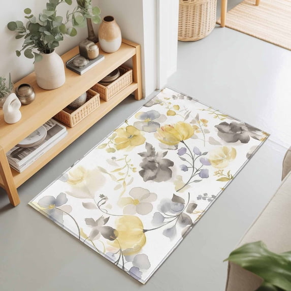2x3 Watercolor Floral Small Area Rug for Entryway, Washable Non Slip ...