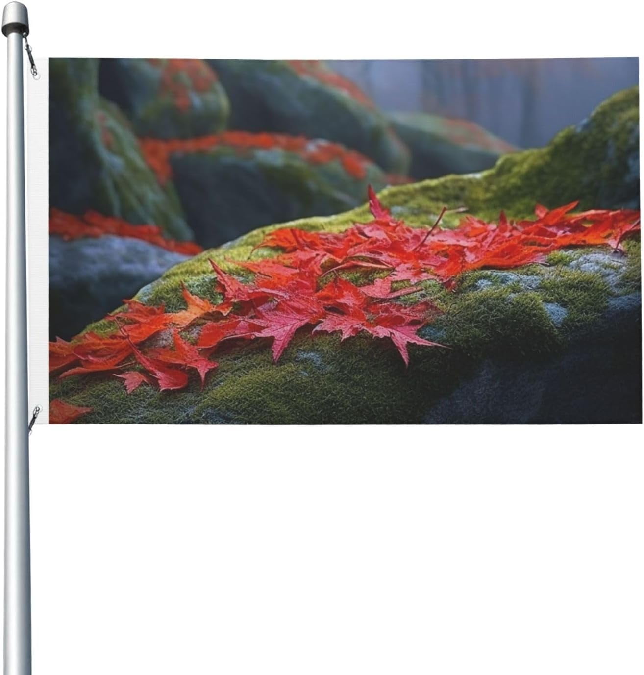 2x3 ft Flags Flag Outside Yard Flag Red Leaf Stone Moss Funny Garden ...