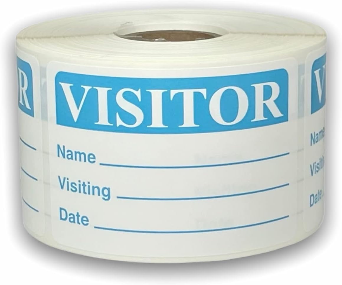2x3-inch Lite Blue Visitor Labels Name Visiting Date Identification ...