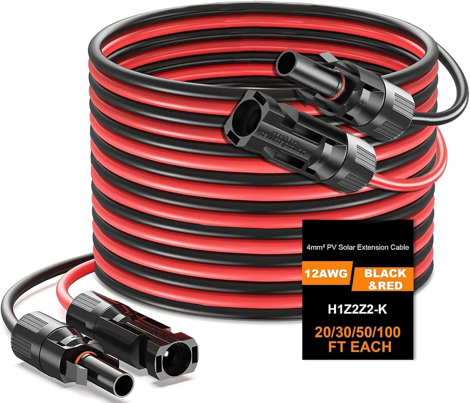 2x30 Solar Panel Extension , 12AWG Solar , Solar Panel with Female and ...