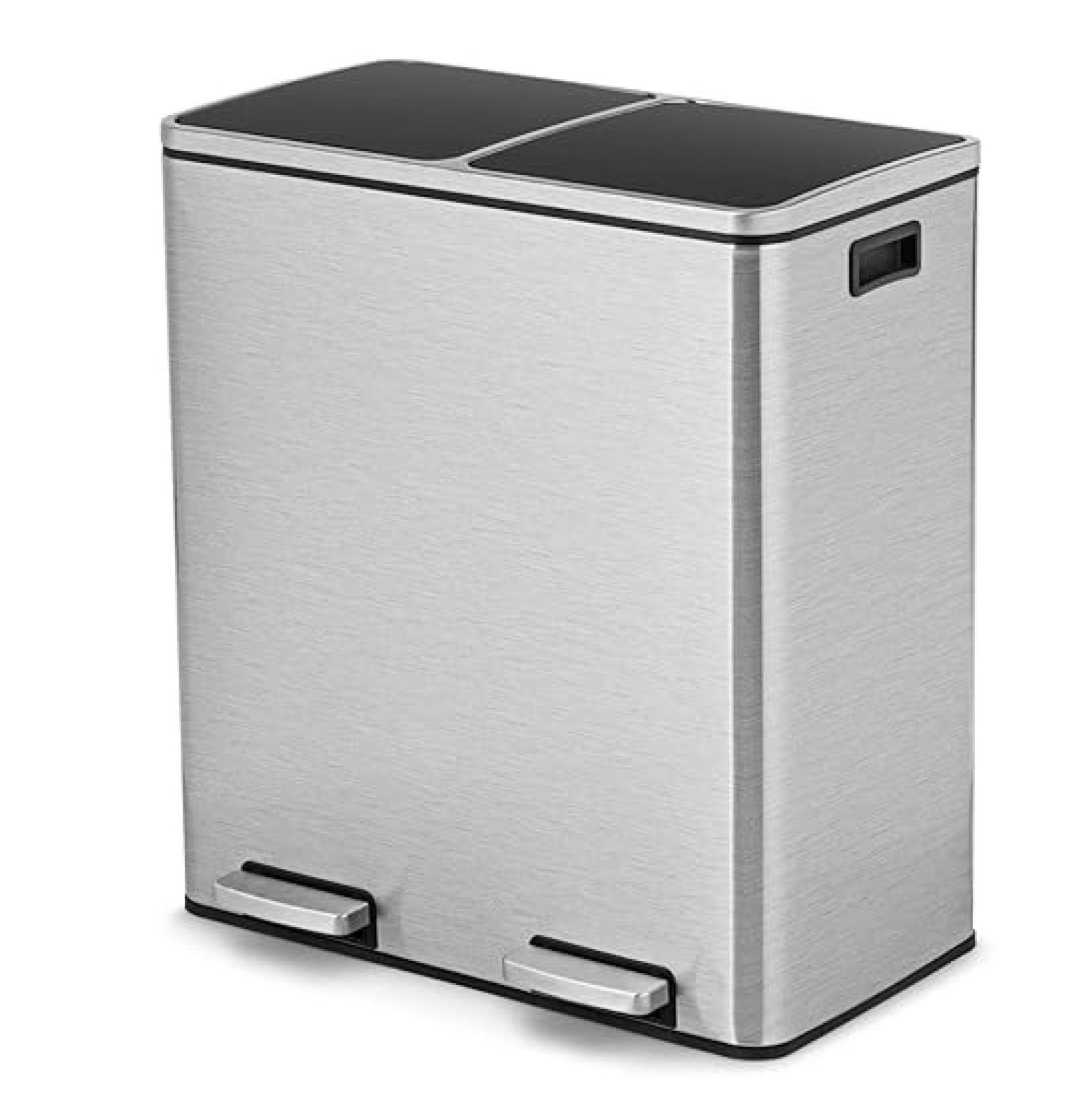 2x30L Recycling Pedal Bin, Double Kitchen Waste Bin with Plastic Inner ...