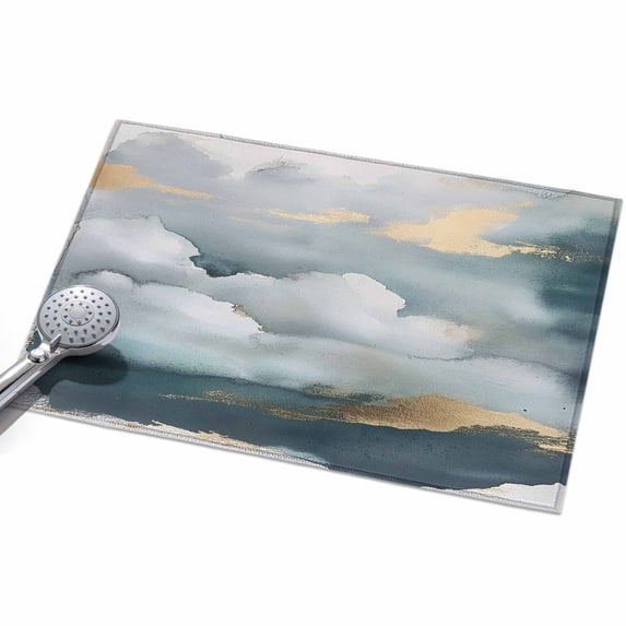 2x3ft Area Rug,Abstract Modern Art Gold Blue Cloud Sky Washable Large ...