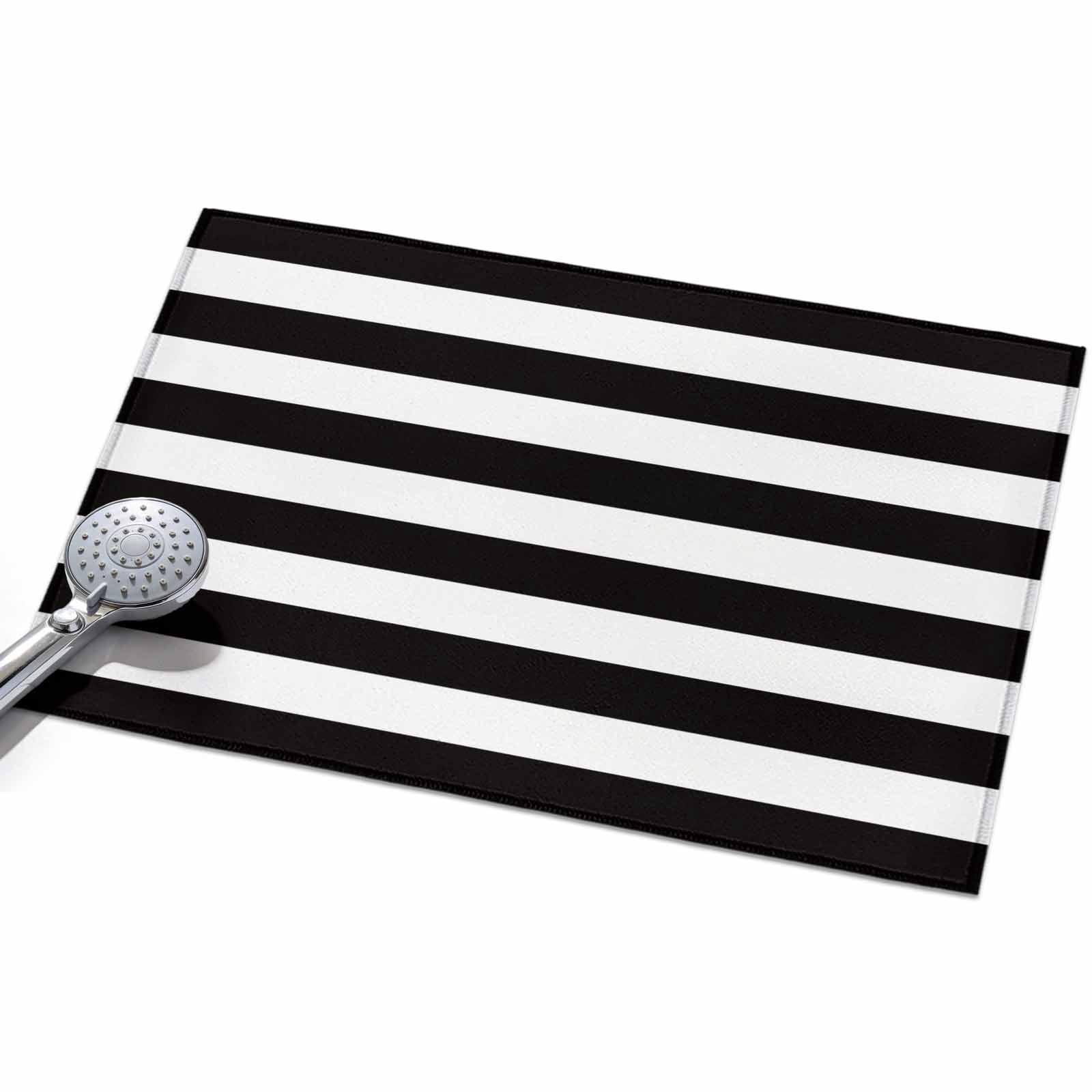 2x3ft Area Rug,Black White Horizontal Stripe Washable Large Rugs Soft ...