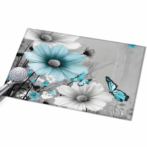 2x3ft Area Rug,Blue White Daisy Butterfly Washable Large Rugs Soft Non ...