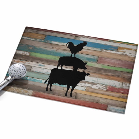 2x3ft Area Rug,Farm Animal Silhouette Cow Pig Chick Washable Large Rugs ...