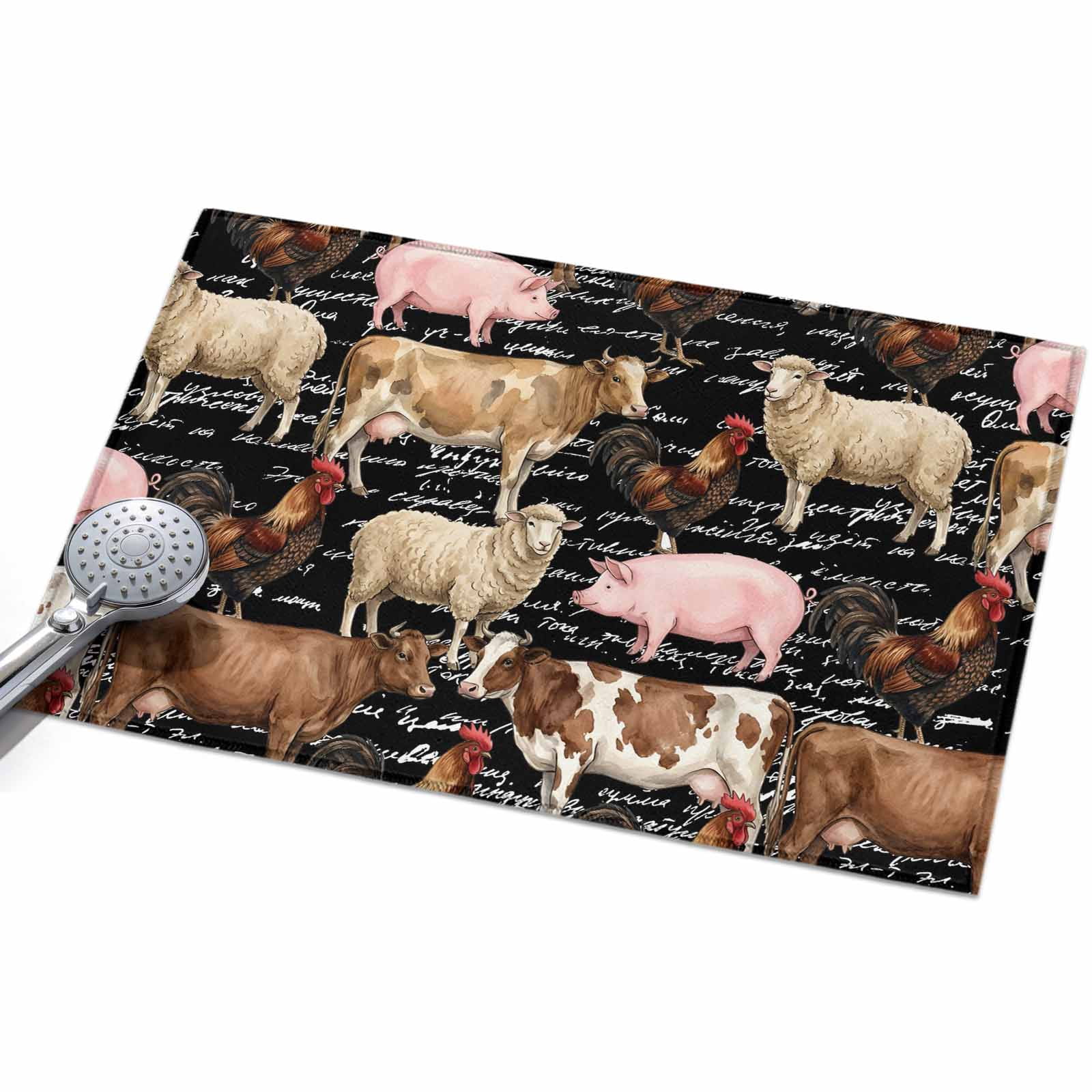 2x3ft Area Rug,Farm Pig Sheep Cow Chicken Washable Large Rugs Soft Non ...