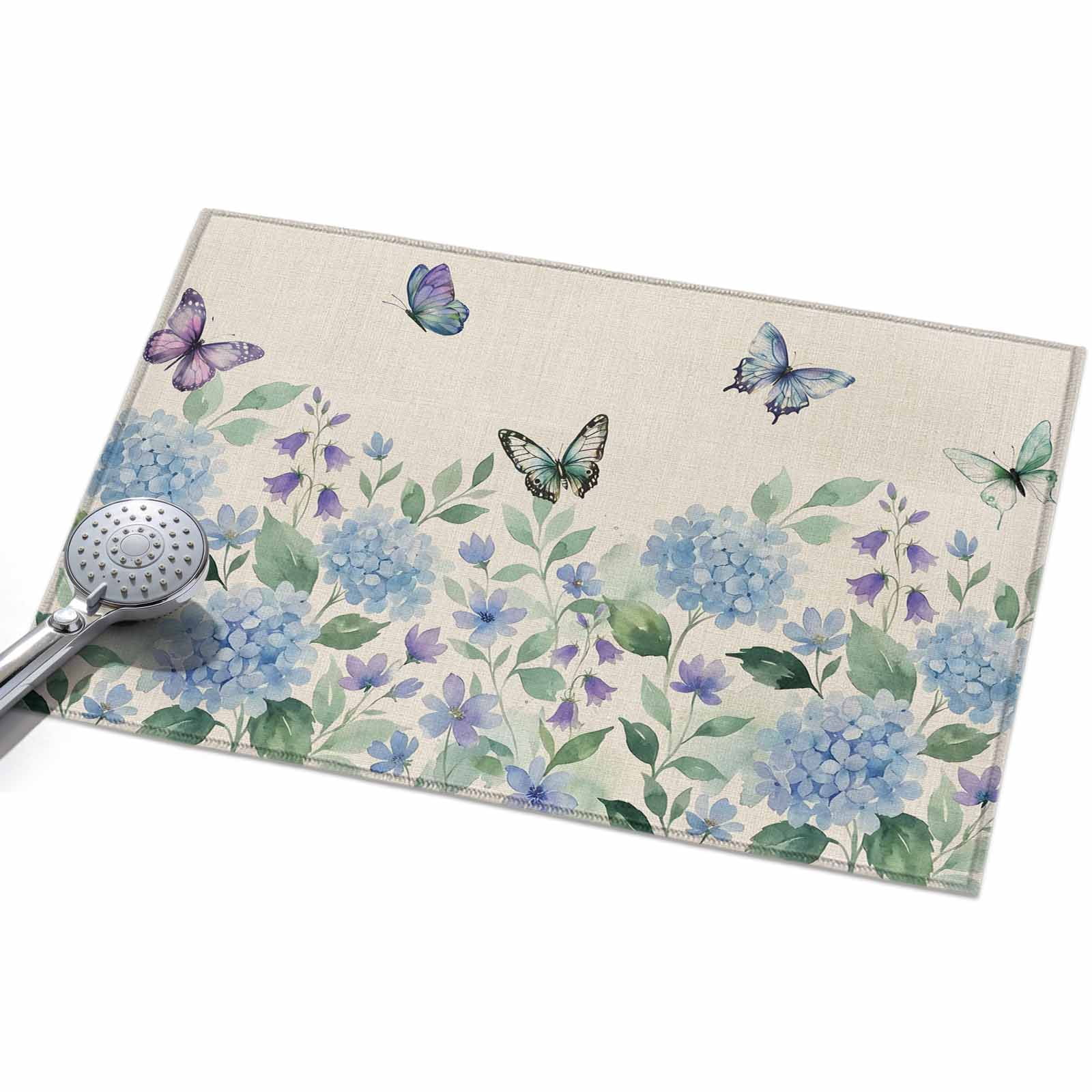 2x3ft Area Rug,Farmhouse Hydrangeas Butterfly Leaf Washable Large Rugs ...