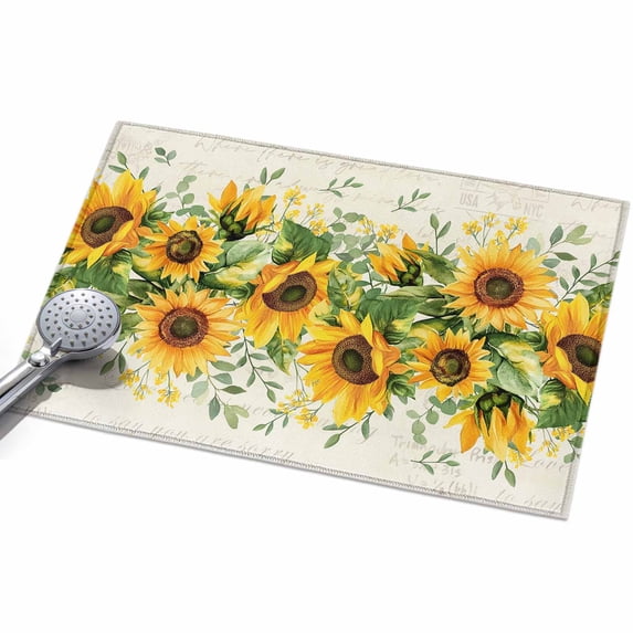 2x3ft Area Rug,Farmhouse Yellow Sunflower Floral Washable Large Rugs ...