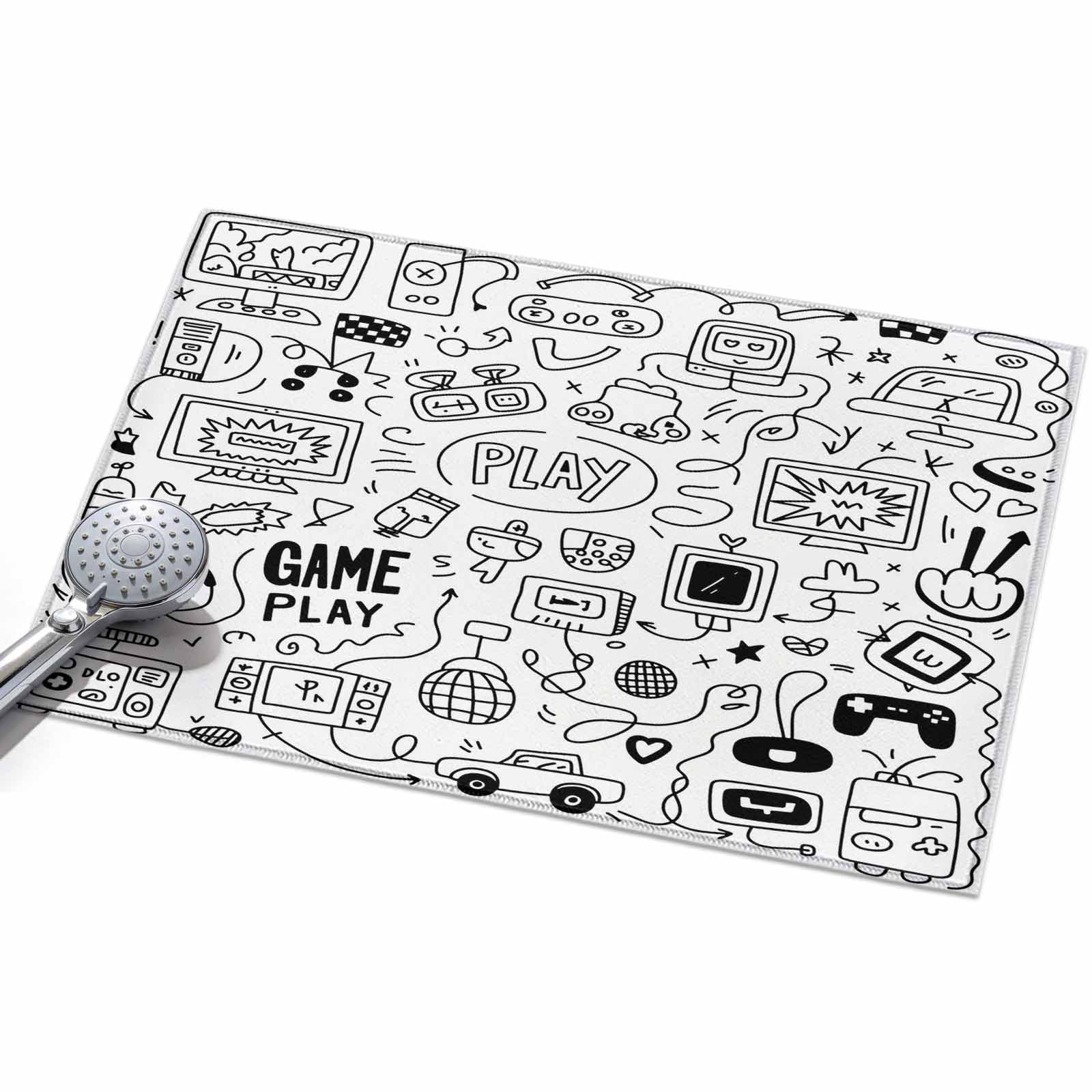 2x3ft Area Rug,Game Console Sketch Washable Large Rugs Soft Non-Slip ...