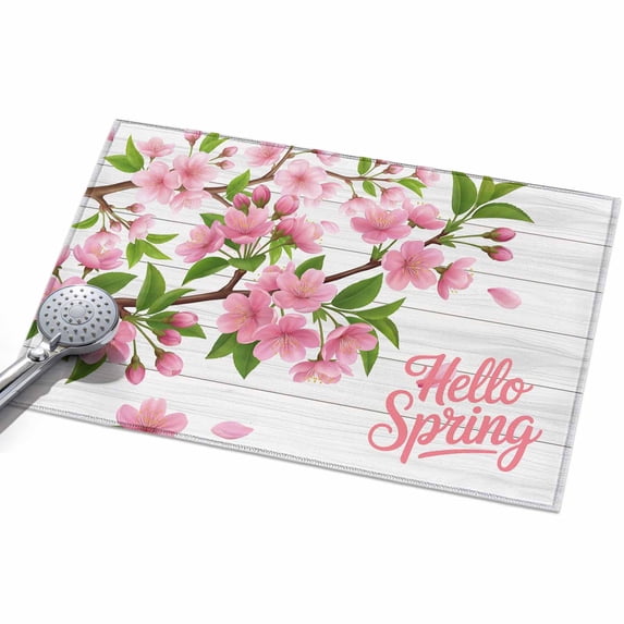 2x3ft Area Rug,Hello Spring Peach Blossom Floral Washable Large Rugs ...