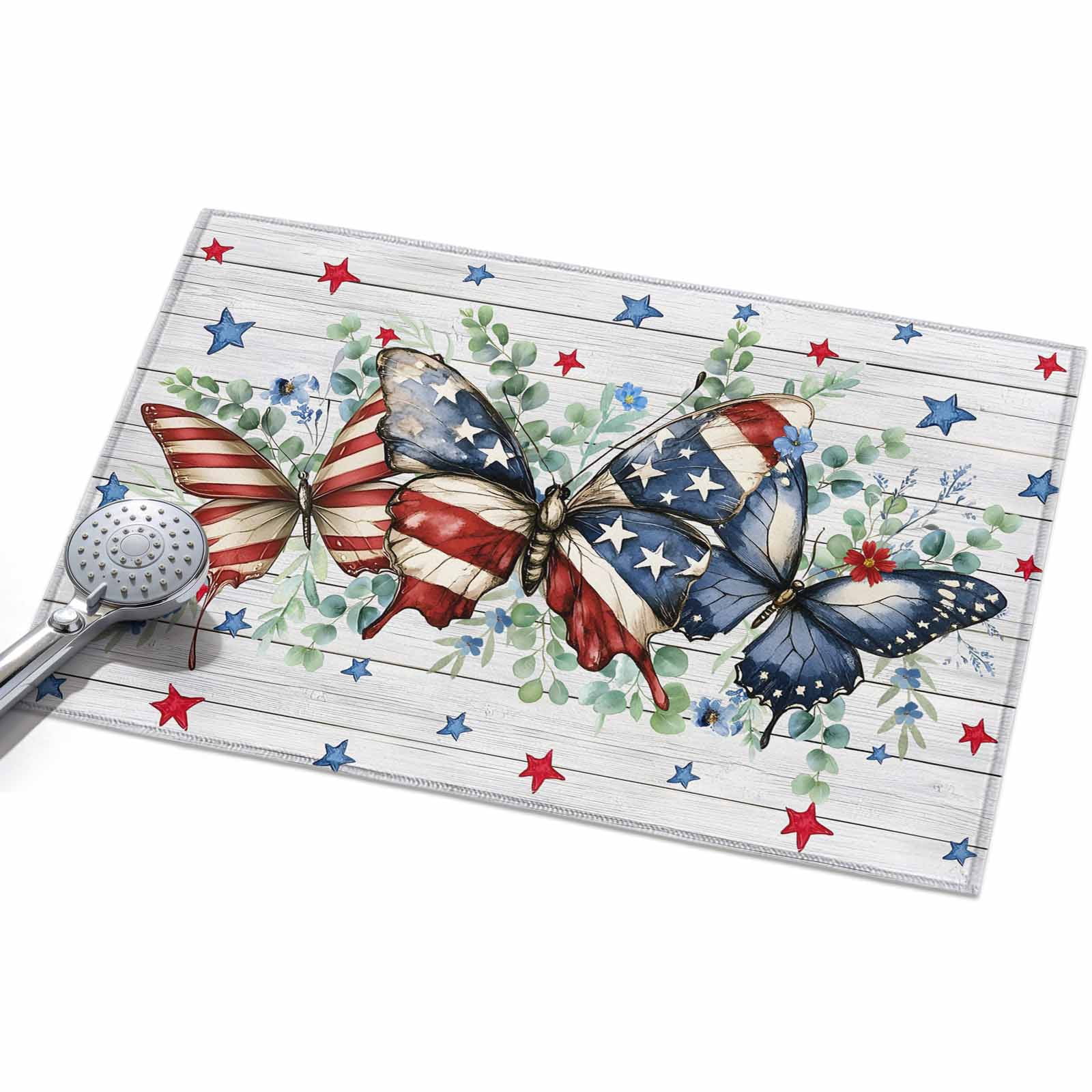 2x3ft Area Rug,Independence Day USA Flag Butterfly Eucalyptus Leaf ...