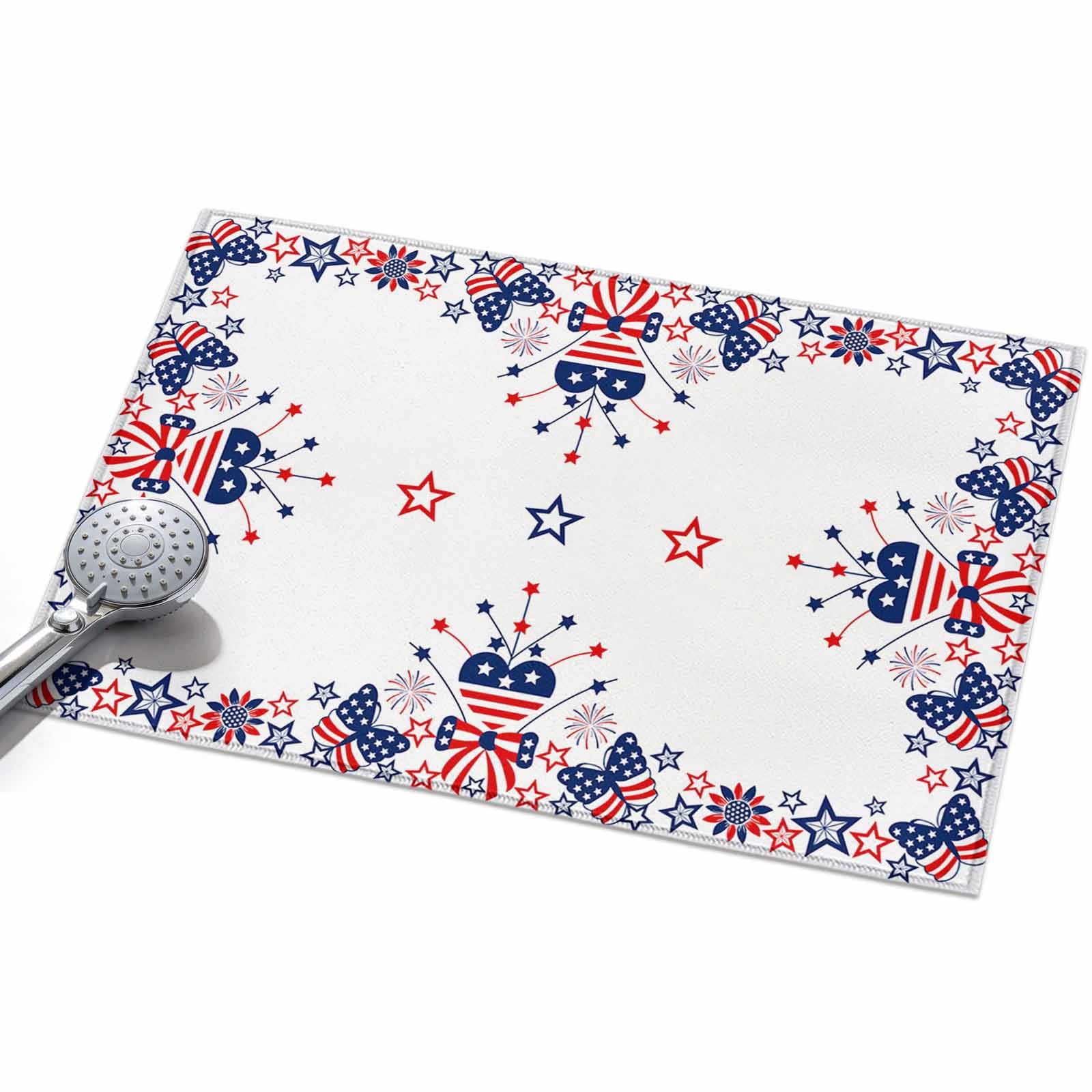 2x3ft Area Rug,Memorial Flag Day Blue and Red Star Large Rugs Soft Non ...