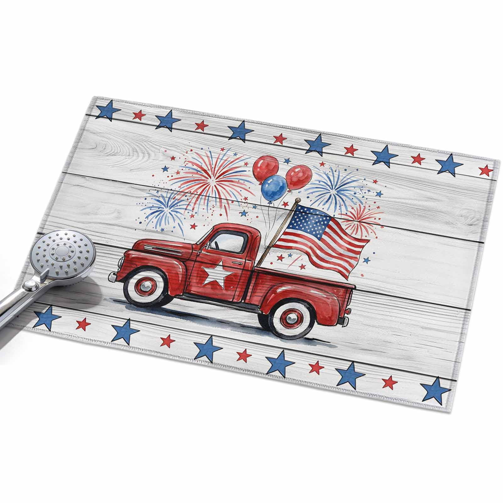 2x3ft Area Rug,Patriotic Red Truck Washable Large Rugs Soft Non-Slip ...