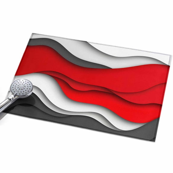 2x3ft Area Rug,Red White Black Gradient Ocean Waves Washable Large Rugs ...