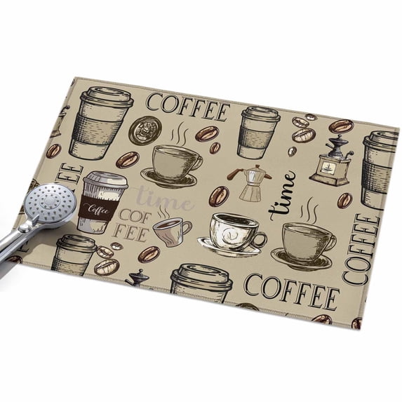 2x3ft Area Rug,Retro Sketch Coffee Set Bean with Quote Washable Large ...
