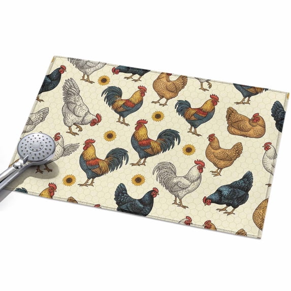 2x3ft Area Rug,Rustic Rooster Sunflower Animal Art Washable Large Rugs ...
