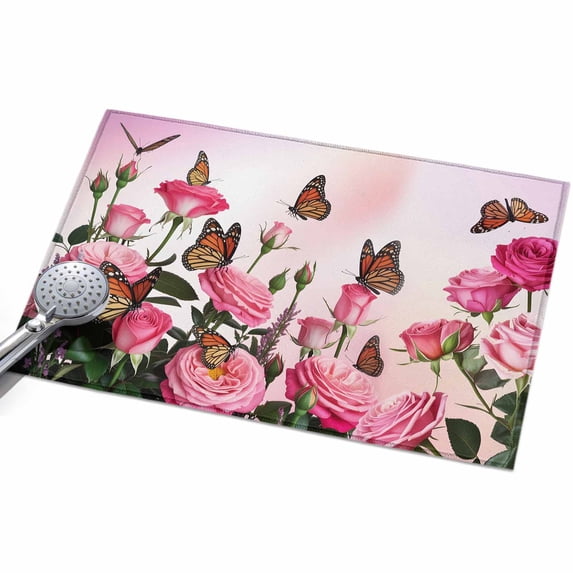2x3ft Area Rug,Spring Pink Flower Butterfly Washable Large Rugs Soft ...