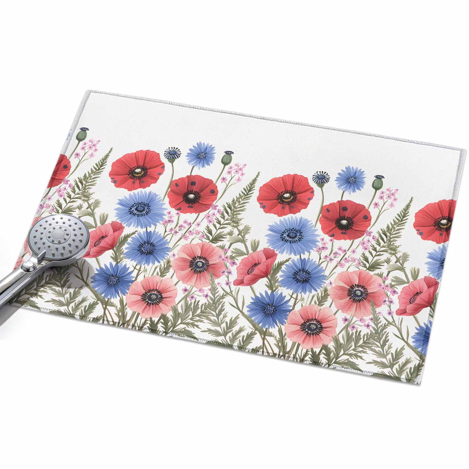 2x3ft Area Rug,Summer Poppy Flower on White Washable Large Rugs Soft ...