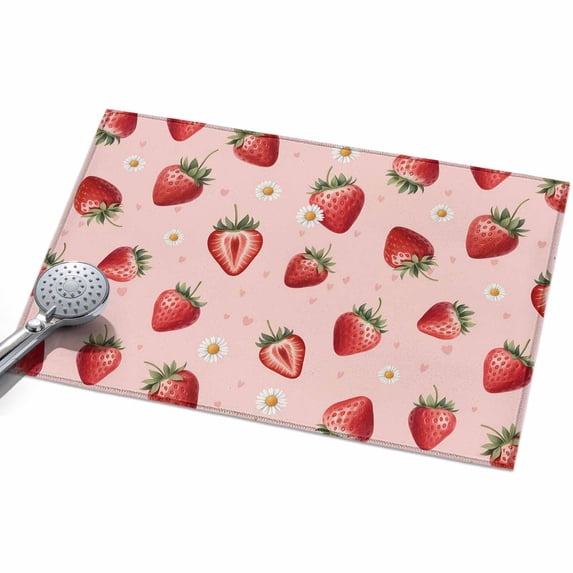 2x3ft Area Rug,Summer Strawberry on Pink Washable Large Rugs Soft Non ...
