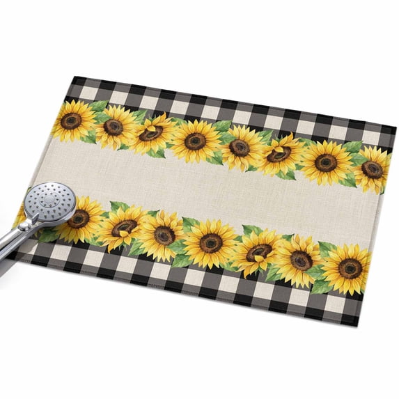 2x3ft Area Rug,Summer Sunflower Retro Linen Washable Large Rugs Soft ...