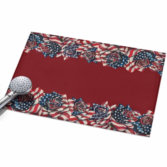 2x3ft Area Rug,USA Flag Flowers on Red Washable Large Rugs Soft Non ...